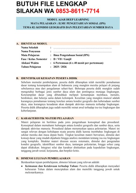 Modul Ajar IPS Kelas 8 Deep Learning | PDF