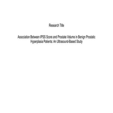 Correlation between ipss score and usg prostate volume | PPTX