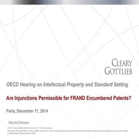Are Injunctions Permissible for FRAND Encumbered Patents? - Maurits ...