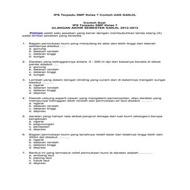 Ips terpadu smp kelas 7 contoh uas ganjil LENGKAP | PDF