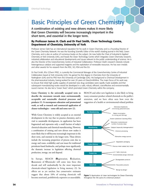 Green chemistry, current and future issues | PDF