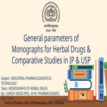 General parameters of Monographs for Herbal Drugs & Comparative Studies ...