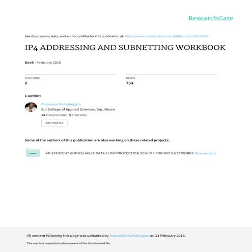 Ipv4 Addressing And Subnetting Workbook 2016 Pdf Computer