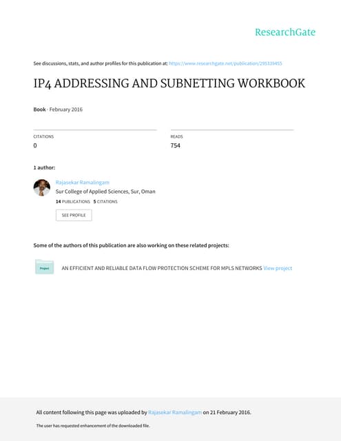 Ipv4 Addressing And Subnetting Workbook 2016 Pdf Computer
