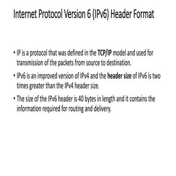 IPV6 Header format.pptx | Computer Networking | Computing