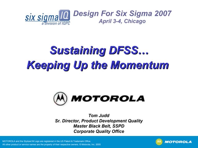 Example of DFSS Project | PPTX