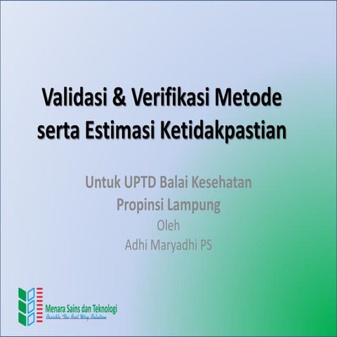 Verifikasi dan Validasi Metode Pemeriksaan Laboratorium Klinik Bagian 1 | PDF