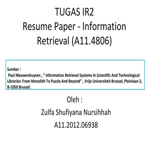 Resume Paper tentang Information Retrieval | PPT