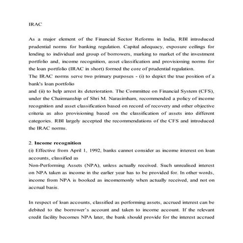 IRAC Norms of RBI | PDF