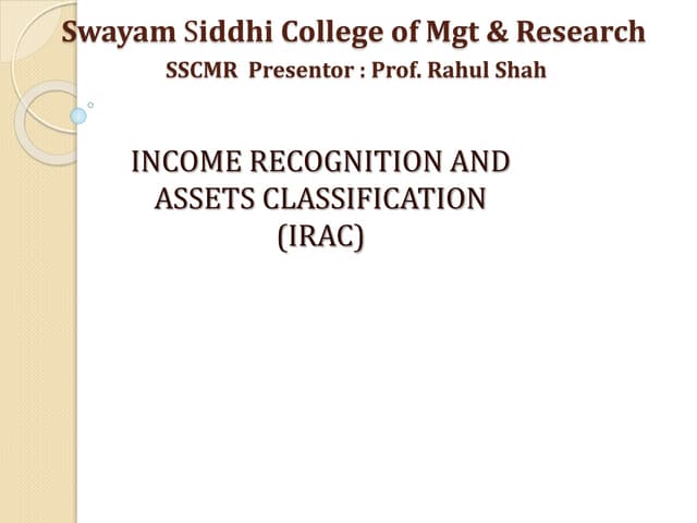 IRAC Norms of RBI | PDF | Consumer Banking | Personal Finance