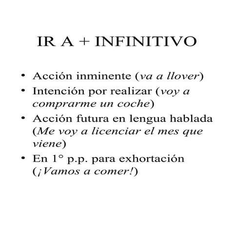 Ir A + Infinitivo | PPT