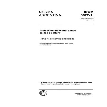 Iram 3622 1 protección individual contra caidas | PDF