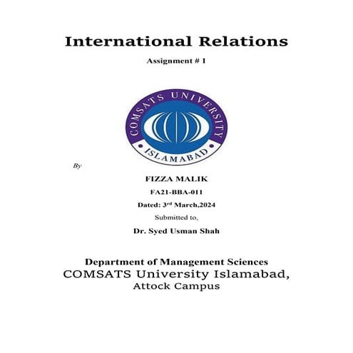 IR assignment.docx Assignment International Relations | DOCX