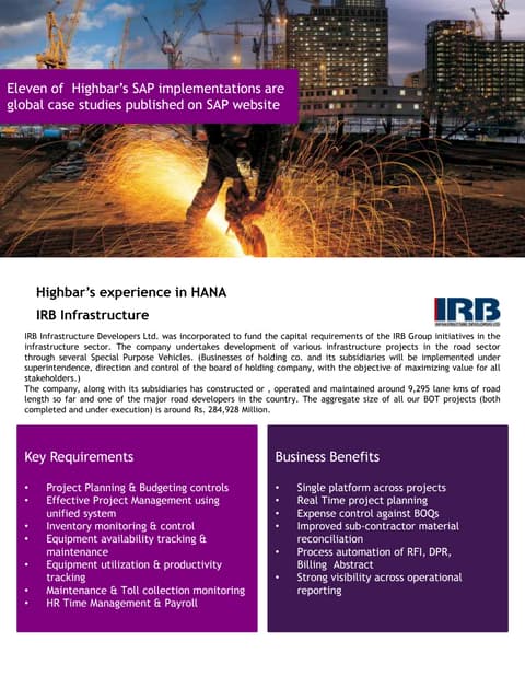 Success Story: IRB Infrastructure start Digital Transformation Journey ...