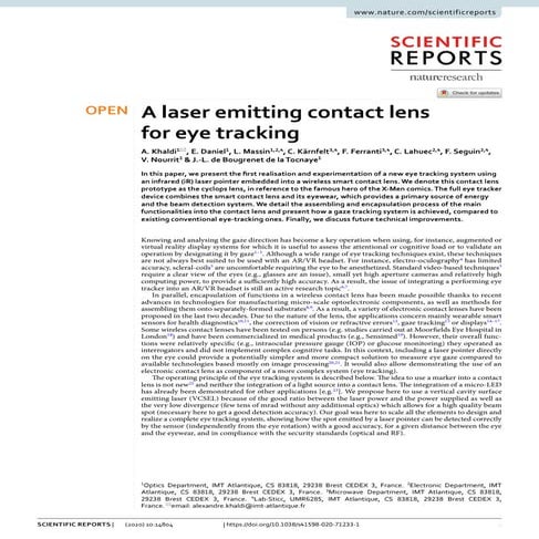 Infrared Eye Tracking Contact Lens | Whitepaper | PDF