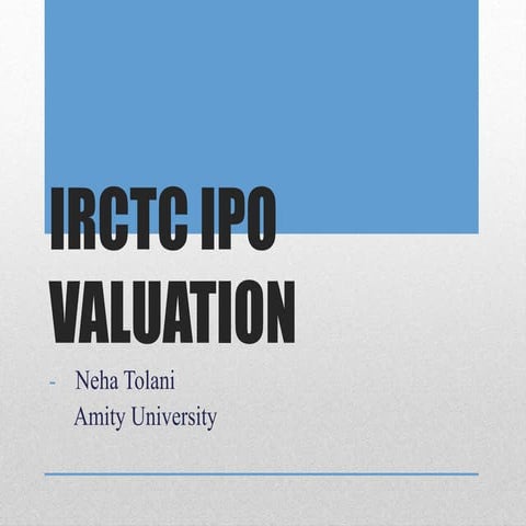 Irctc ipo valuation | PPT