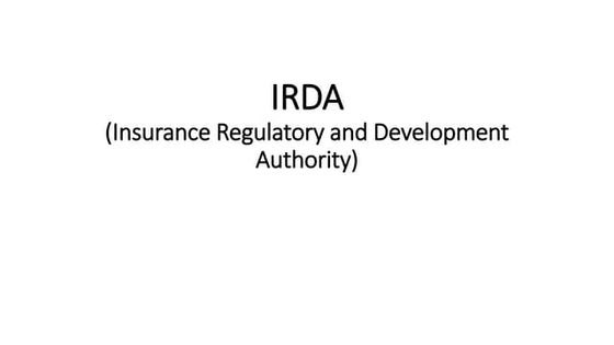 IRDA | PPTX | Insurance | Personal Finance