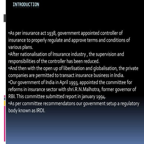 Irda(the insurance regulatory and development authority) | PPTX