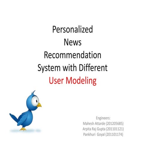 Personalized News Recommendation based on Twitter User Modeling | PPT