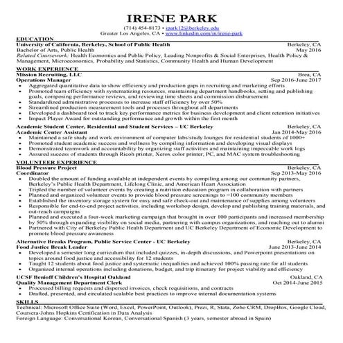Irene Park CV | PDF | Technology & Computing