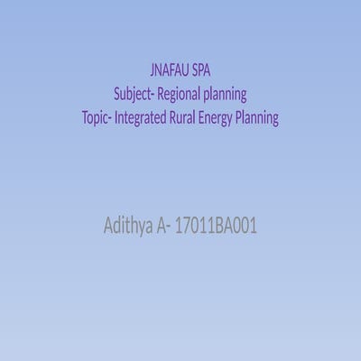Integrated Rural and Regional Energy Planning | PPTX