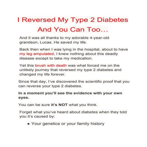 I reversed my type 2 diabetes | PDF