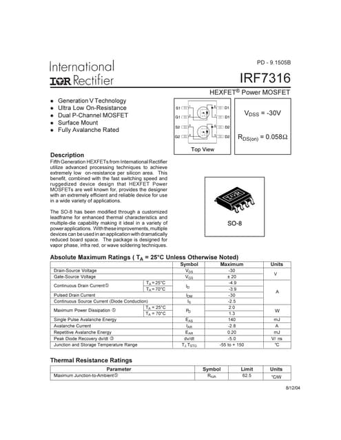 Original N-Channel Logic Level Enhancement Mode Field Effect Transistor ...