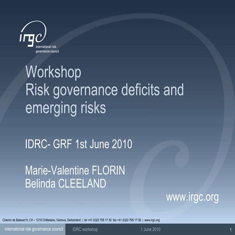 Risk Governance Deficits and Emerging Risks | PPT