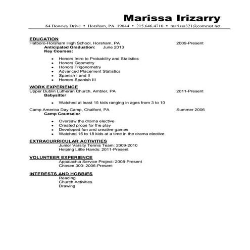 Irizarry, marissa resume | DOCX
