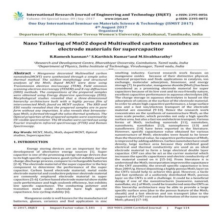 Nano Tailoring of MnO2 Doped Multiwalled Carbon Nanotubes as Electrode Materials for Super ...