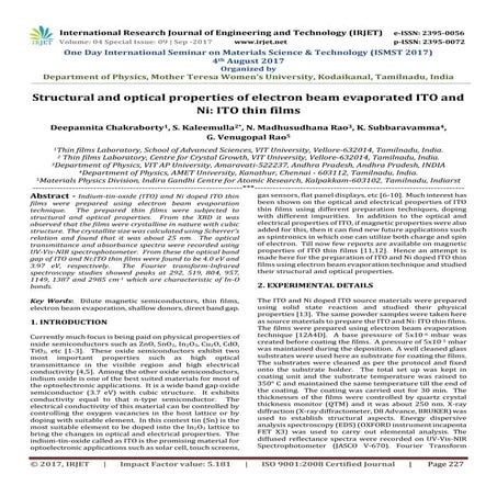 Structural and Optical Properties of Electron Beam Evaporated ITO and ...