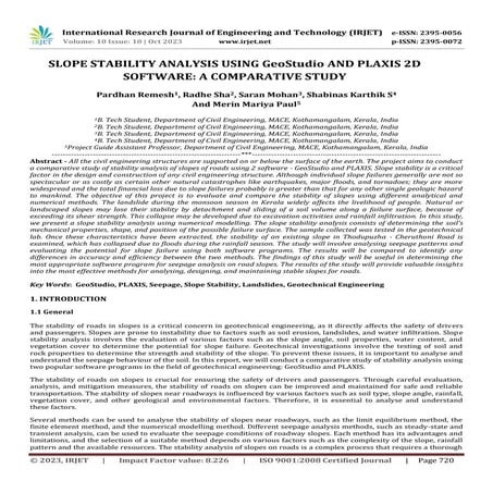 SLOPE STABILITY ANALYSIS USING GeoStudio AND PLAXIS 2D SOFTWARE: A COMPARATIVE STUDY | PDF