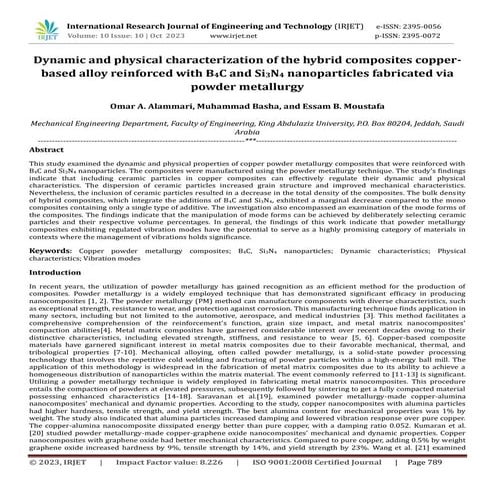 Dynamic And Physical Characterization Of The Hybrid Composites Copper Based Alloy Reinforced