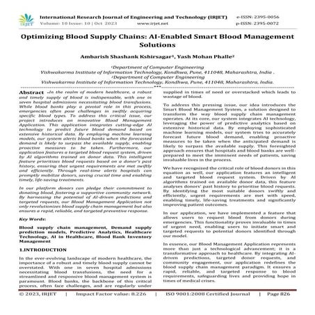 Optimizing Blood Supply Chains: AI-Enabled Smart Blood Management ...