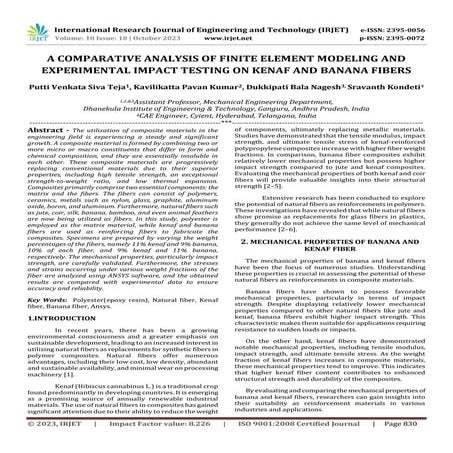 A Comparative Analysis Of Finite Element Modeling And Experimental