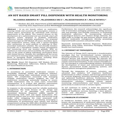 AN IOT BASED SMART PILL DISPENSER WITH HEALTH MONITORING | PDF