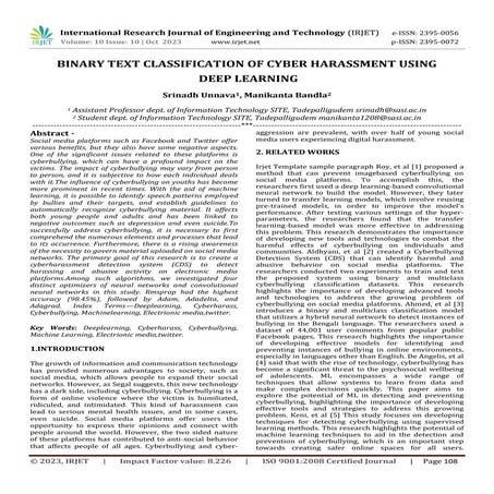 Binary Text Classification Of Cyber Harassment Using Deep Learning Pdf Social Networking