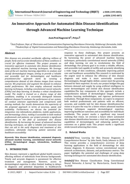 SKin lesion detection using ml approach.pptx | Skin and Dermatology ...