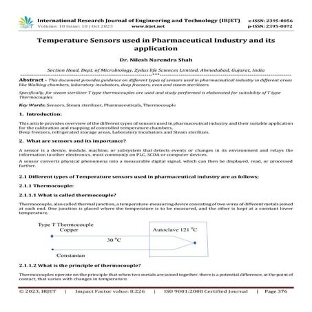 Temperature Sensors used in Pharmaceutical Industry and its application ...