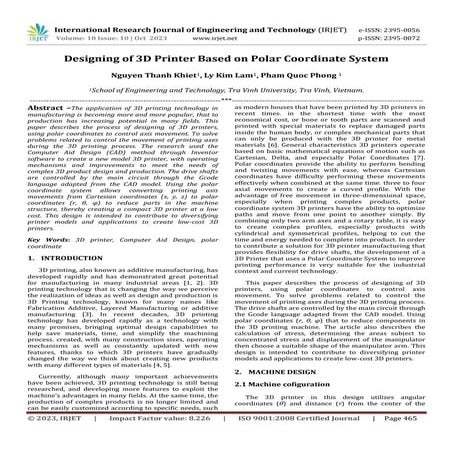 Designing of 3D Printer Based on Polar Coordinate System | PDF