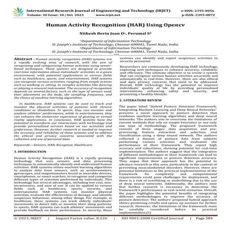 Human Activity Recognition Har Using Opencv Pdf