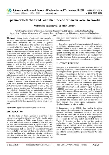 Spammer Detection And Fake User Identification On Social Networks Pdf