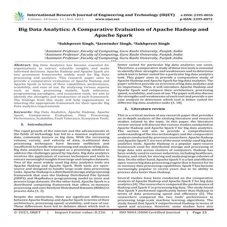 Big Data Analytics A Comparative Evaluation Of Apache Hadoop And Apache Spark Pdf 
