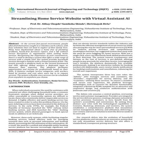 Streamlining Home Service Website with Virtual Assistant AI | PDF