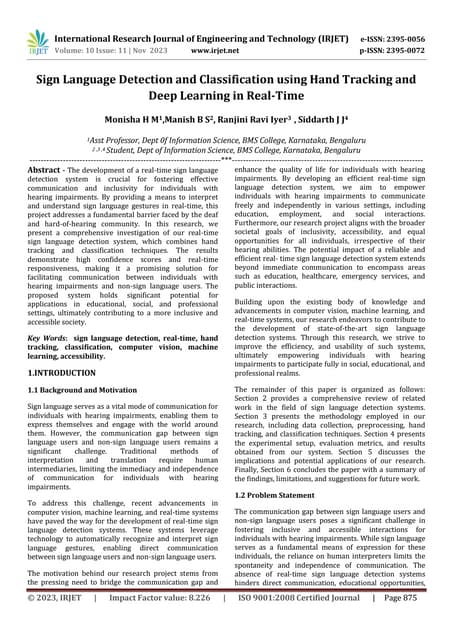 Real-time Sign Language Translation using Computer Vision and Machine ...