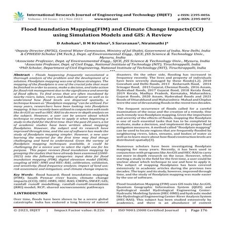 Flood Inundation Mapping(FIM) and Climate Change Impacts(CCI) using ...