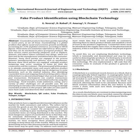 Fake Product Identification Using Blockchain Technology Pdf
