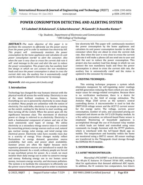 Power Consumption Detecting And Alerting System Pdf
