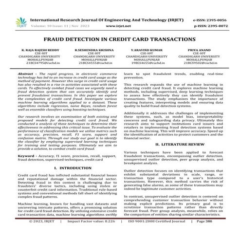 FRAUD DETECTION IN CREDIT CARD TRANSACTIONS | PDF