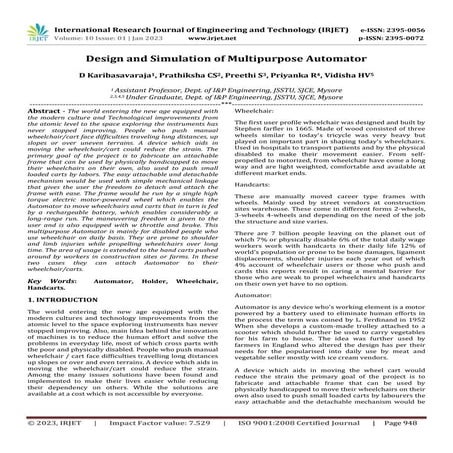 DESIGN AND FABRICATION OF ATTACHABLE WHEELCHAIR AUTOMATOR | PDF
